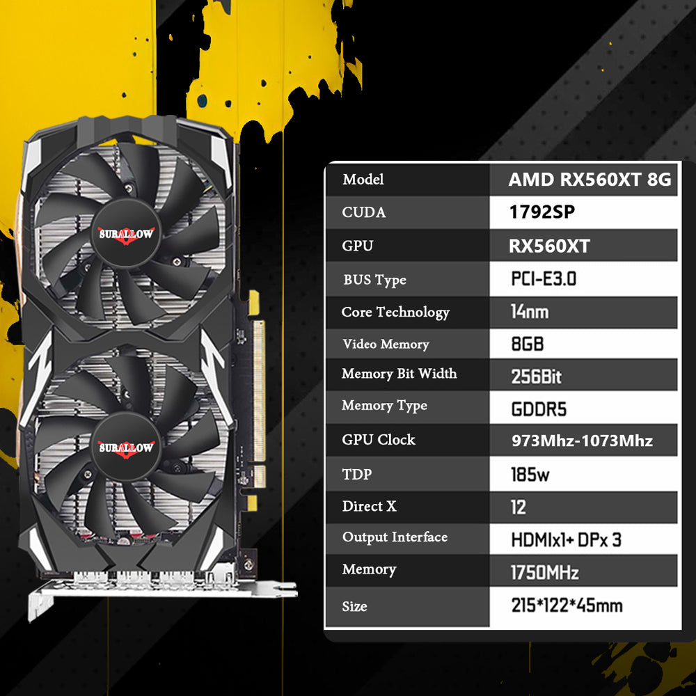 SURALLOW RX560XT 8G Graphics Card Type DDR5 Large Video Memory High co