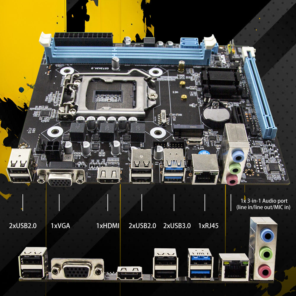 SURALLOW Mobo H81 Motherboard LGA1150 DDR3 16GB ATX Computer Motherboa