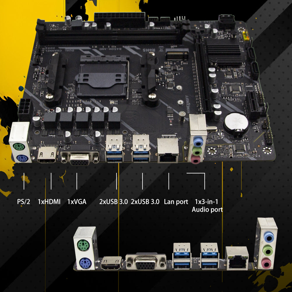 SURALLOW B450M ATX Motherboard DDR4 Support AM4 Socket Mobo